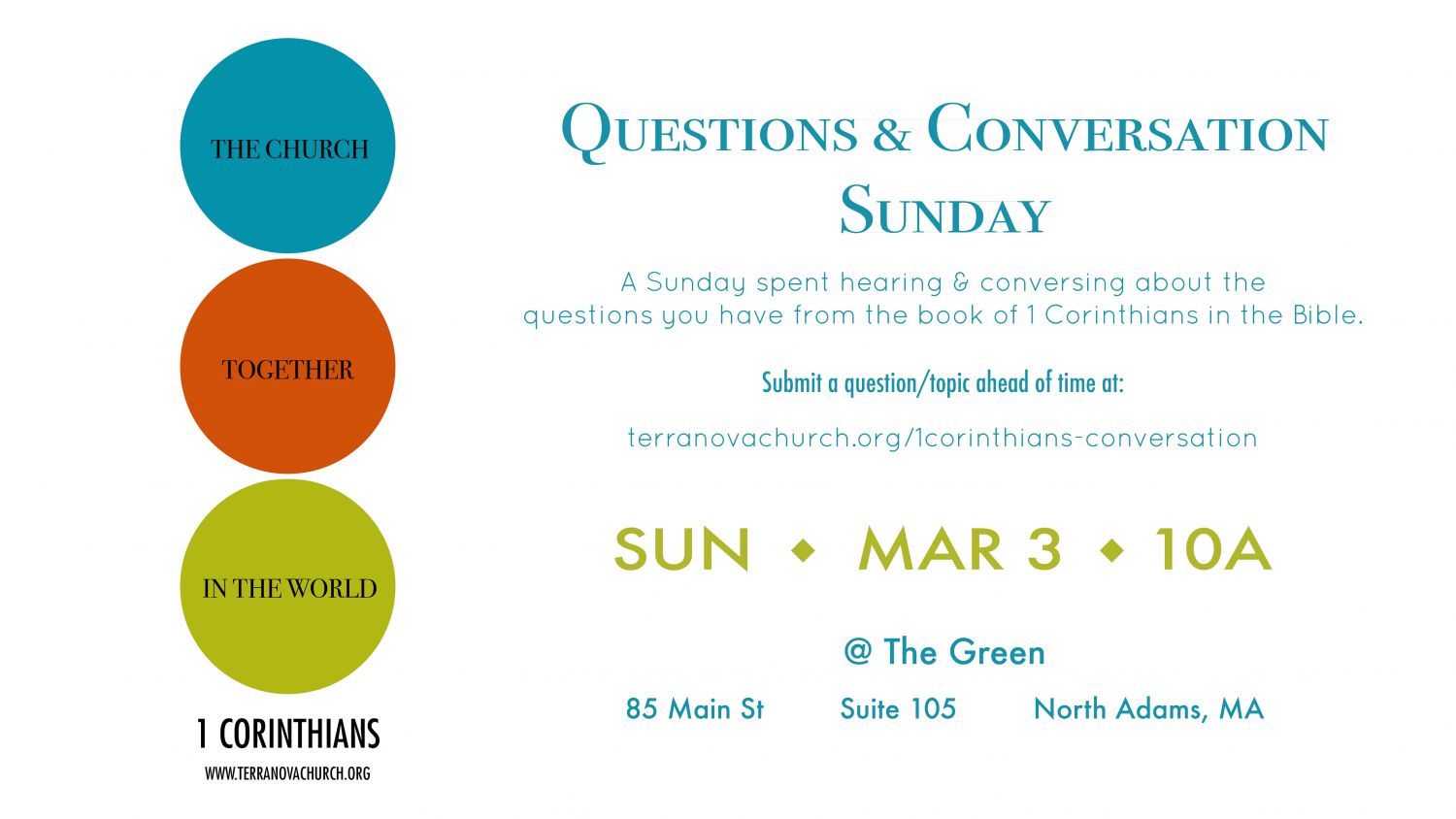 1 Corinthians Conversation Sunday - Terra Nova Church - North Adams