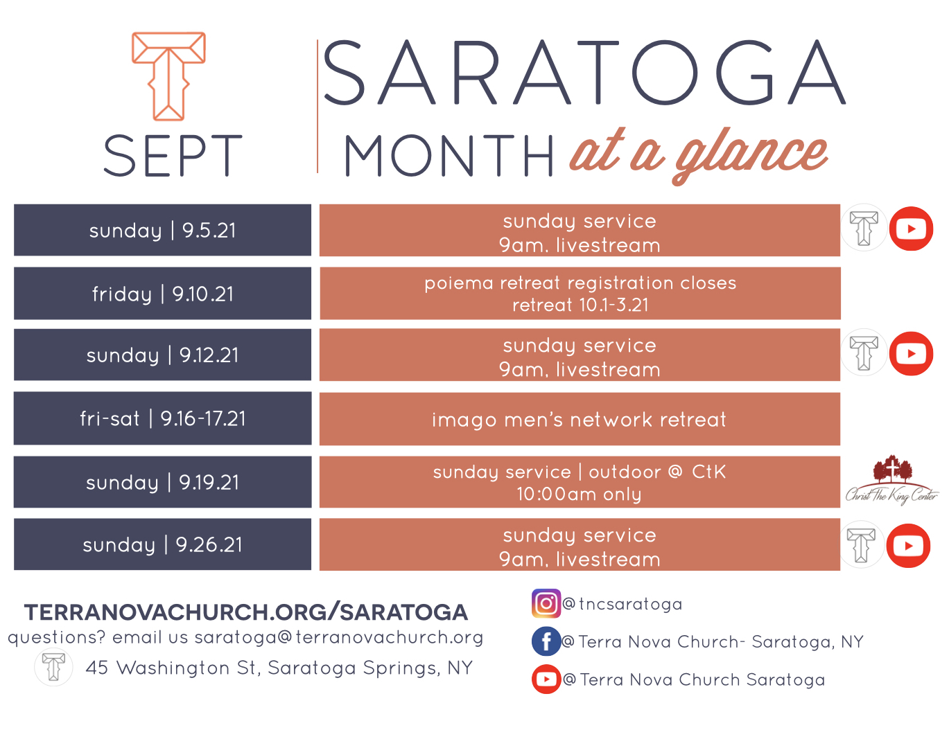 September Calendar | Month at a Glance - Terra Nova Church - Saratoga