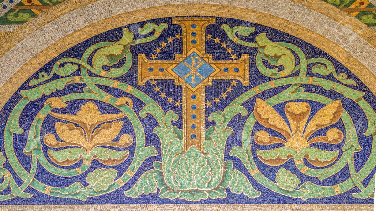 23182286-Mosaic-christian-cross-with-the-symbol-Chi-Rho-one-of-the ...